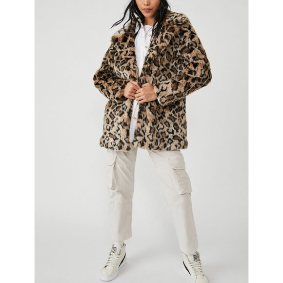 Free People | Jackets & Coats | Free People Lola Leopard Blazer Beige ...